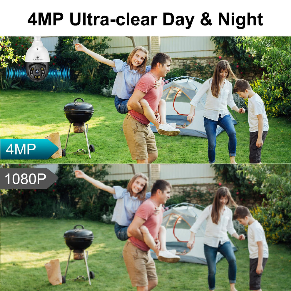 SYMYNELEC Wireless WiFi P4 Light Bulb Security Camera No Monthly Fee – Symynelec